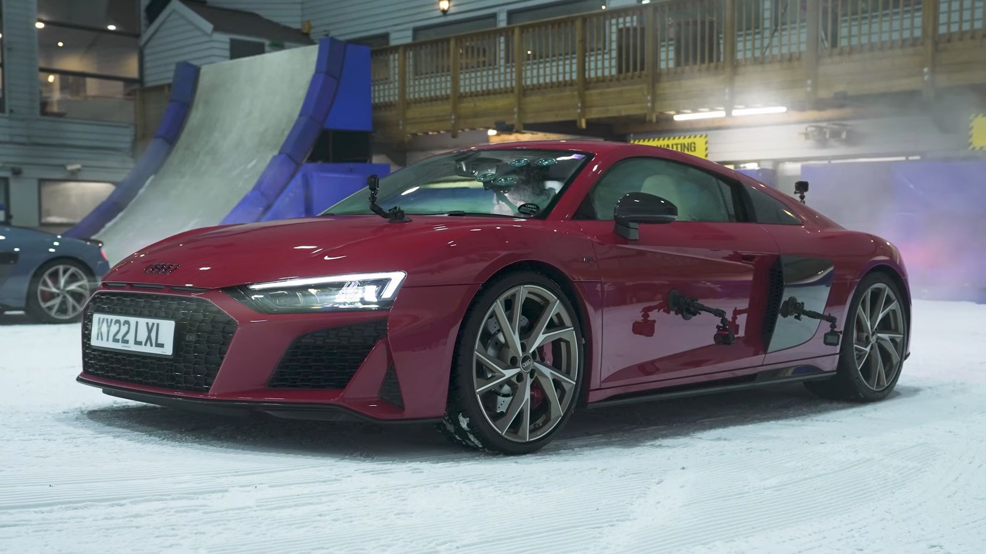 Audi R8 V10 RWD And R8 V10 Spyder AWD Drag Race On A Ski Slope