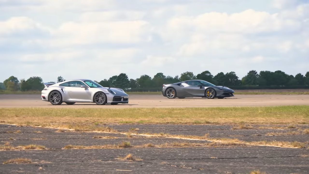 The Ferrari SF90 Absolutely Blitzes A Porsche 911 Turbo S On The Drag Strip
