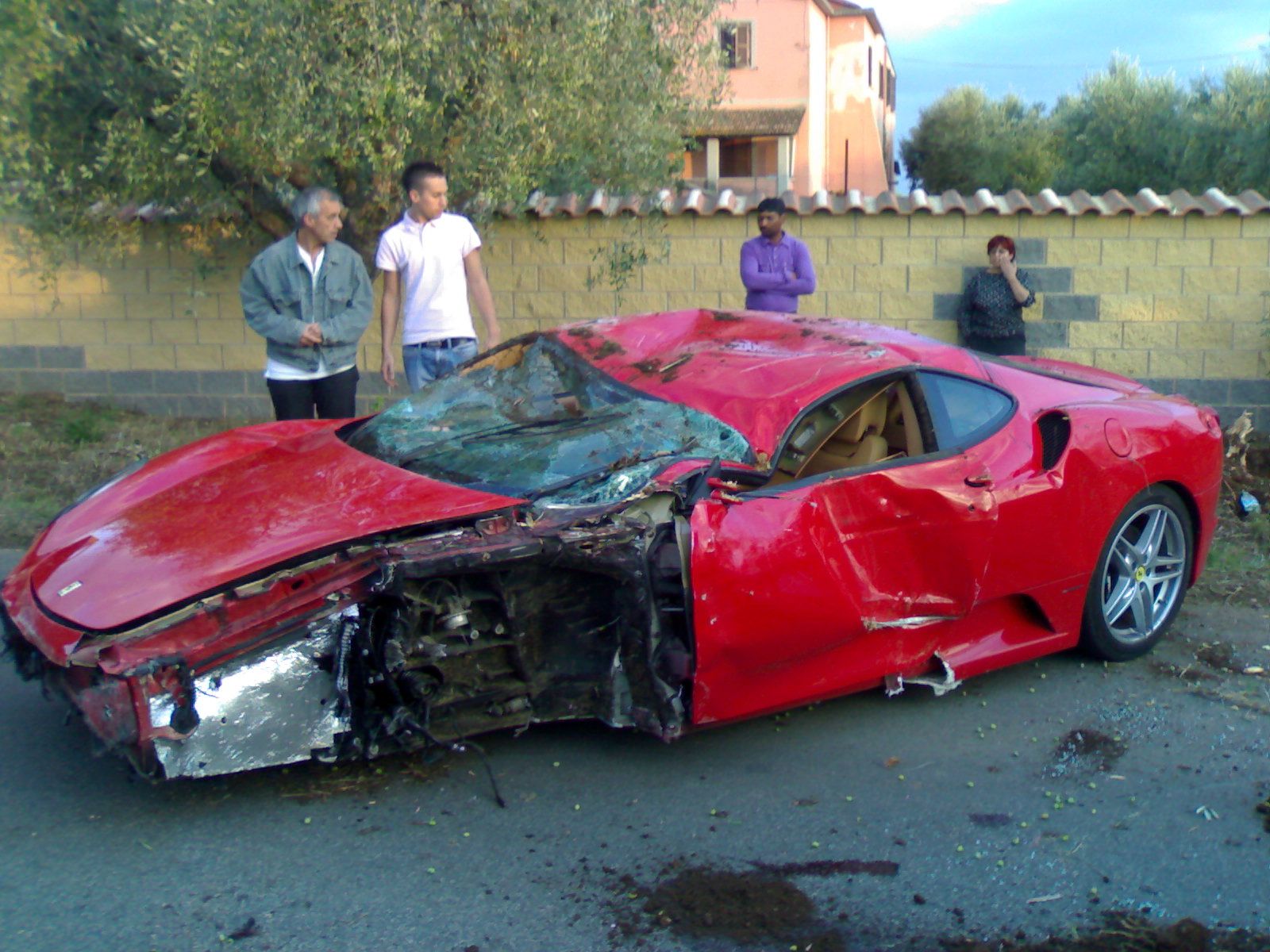 How not to treat a Ferrari after a crash