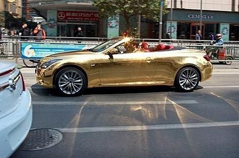 Grab your sunglasses; this Infiniti G37 Cabriolet is covered in 24K gold