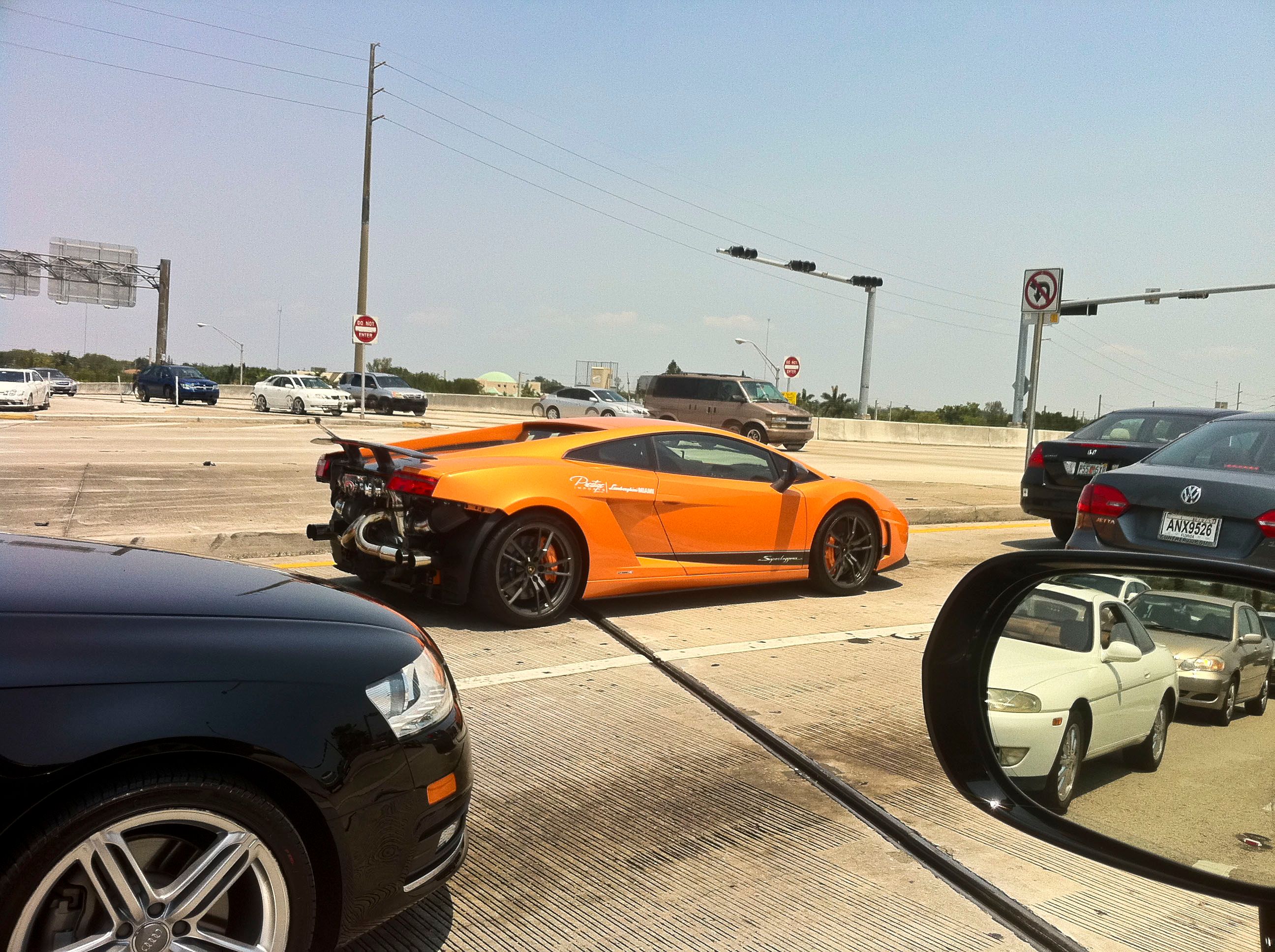 Lamborghini Gallardo supperlegera twin turbo cruising Miami streets ...