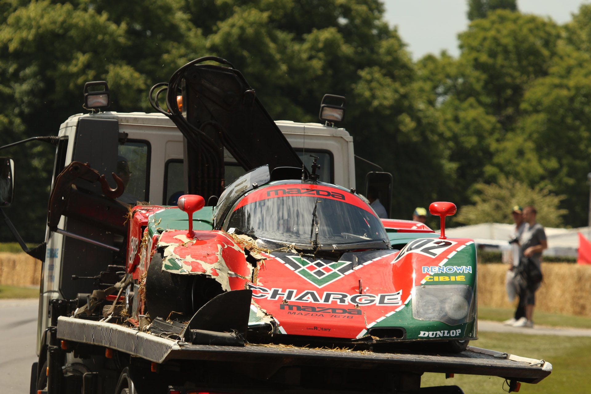 Mazda 767B Race Car Crashes At Goodwood