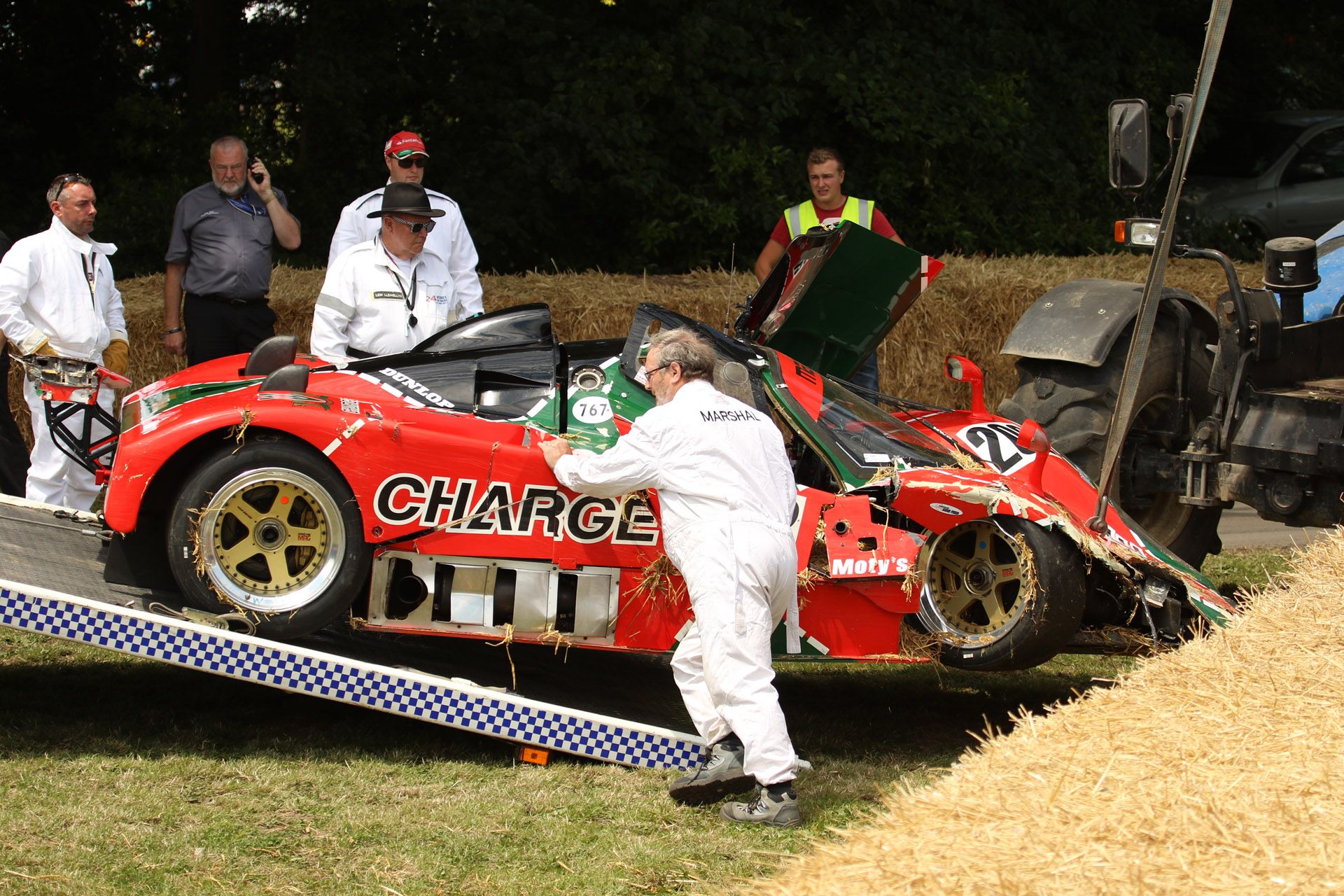 Mazda 767B Race Car Crashes At Goodwood