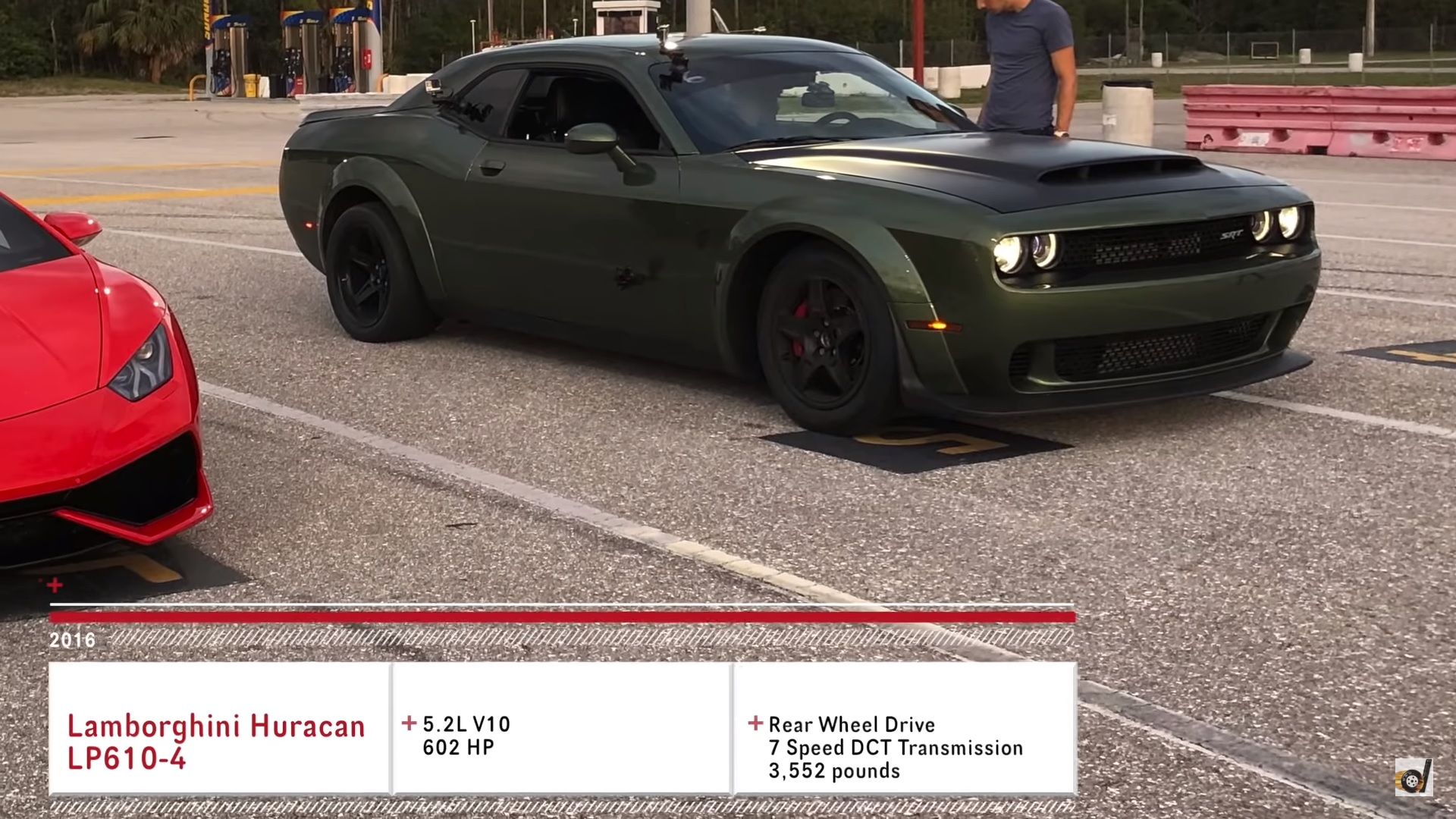 Video of the Day: Dodge Challenger Demon vs Lamborghini Huracan