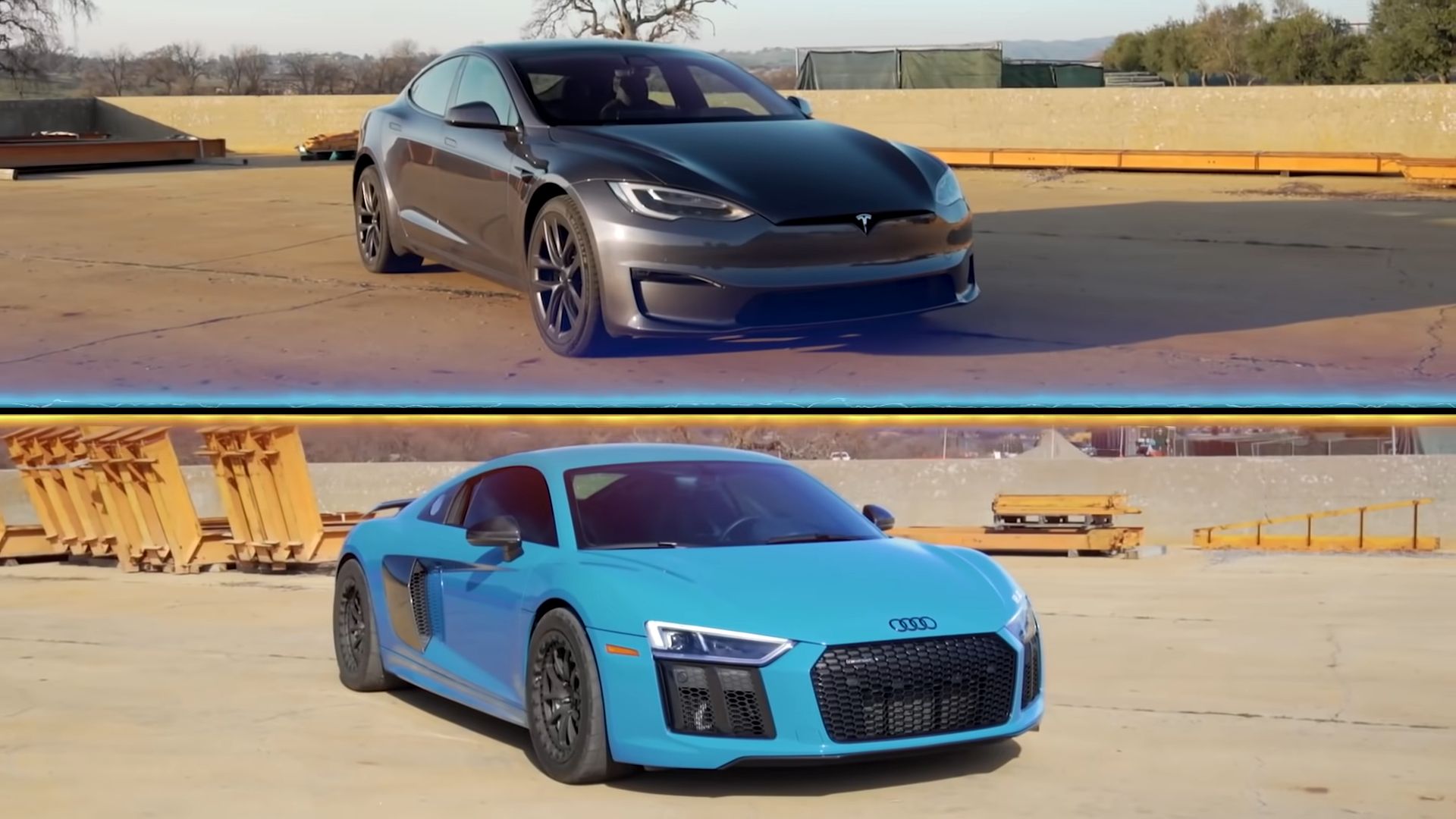 A 1 700 Hp Twin Turbo Audi R8 Attempts To Destroy a Tesla Model S Plaid