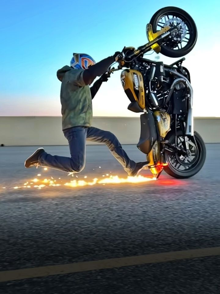 VIDEO: 90-Degree Wheelie On Harley-Davidson Roadster = Fireworks!