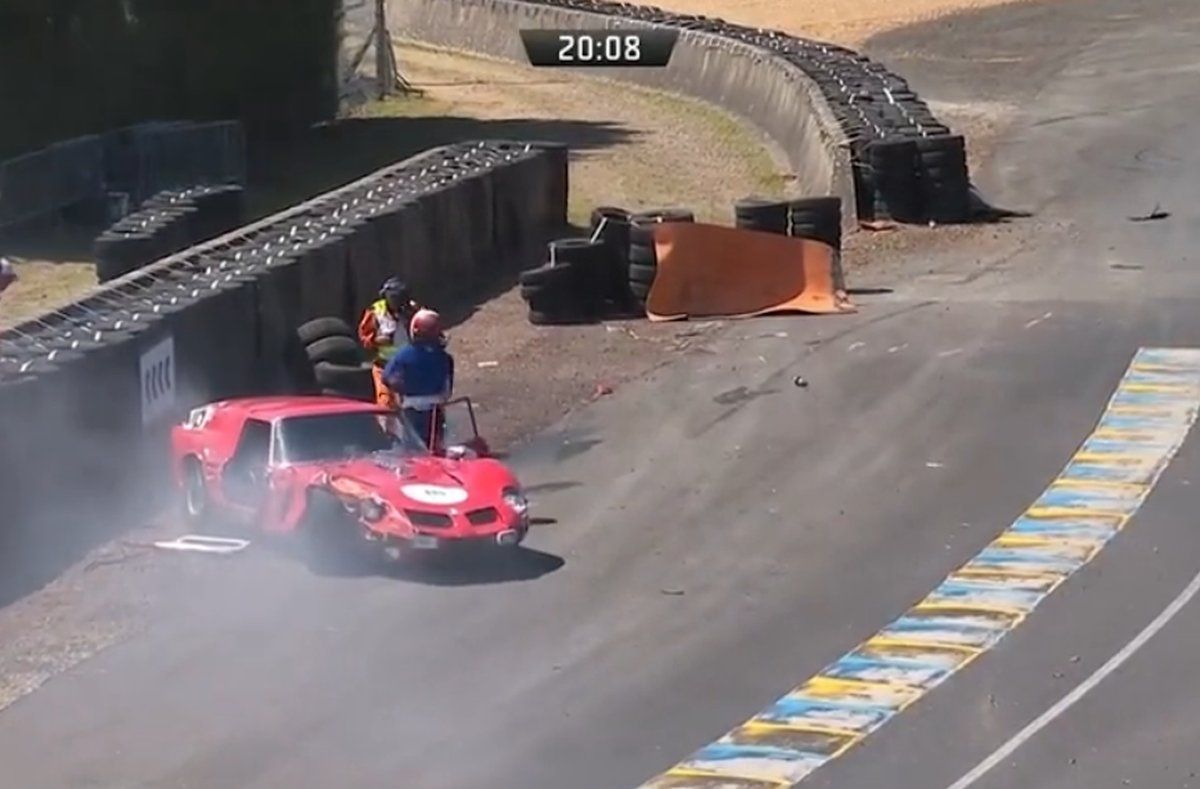 Watch a $30M Ferrari 250 GT Crash During Le Mans Classic Race